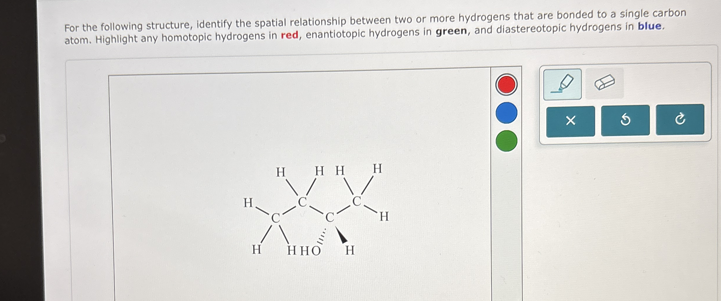 Solved For the following structure, identify the spatial | Chegg.com
