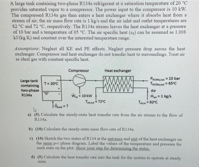 Solved A large tank containing two-phase R134a refrigerant | Chegg.com