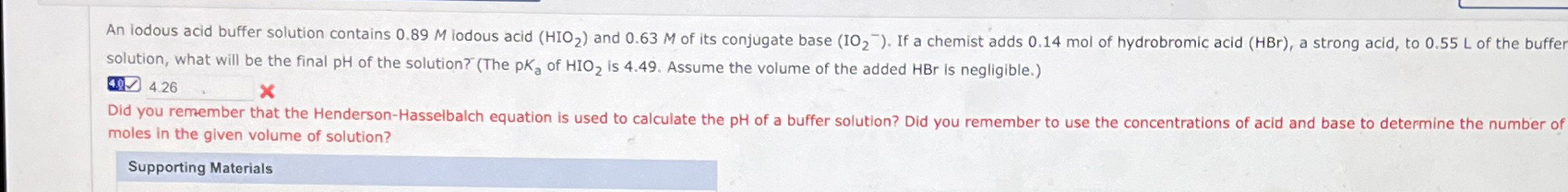 Solved An iodous acid buffer solution contains 0.89M ﻿lodous | Chegg.com
