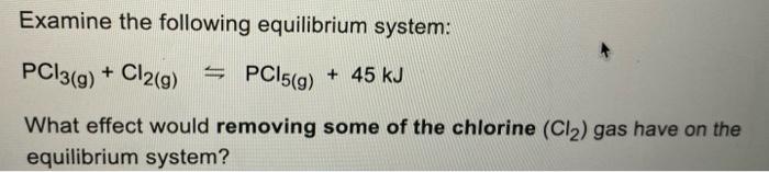 Solved Examine the following equilibrium system: PCl3(g) + | Chegg.com