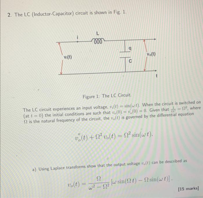 Solved 2. The LC (Inductor-Capacitor) circuit is shown in | Chegg.com