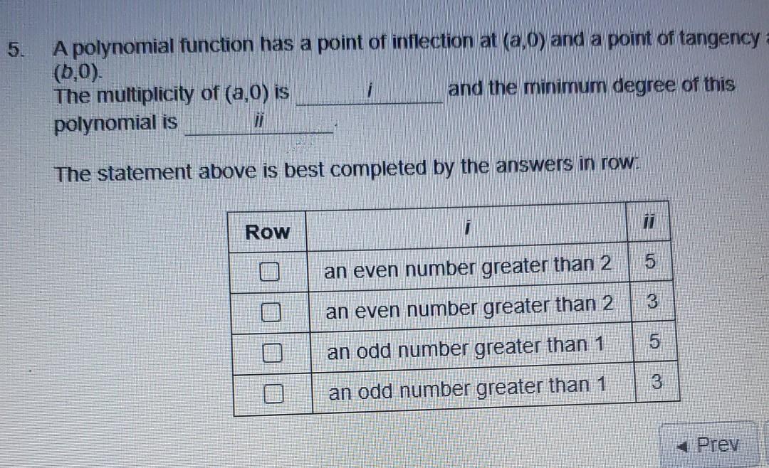 Solved 5. A polynomial function has a point of inflection at | Chegg.com