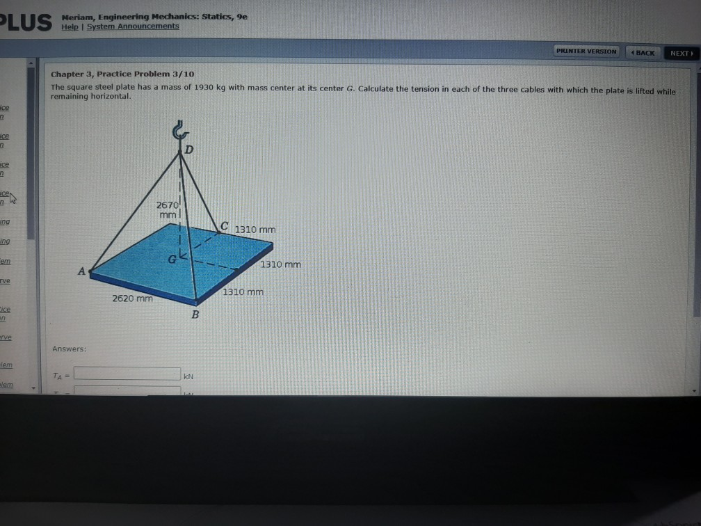 Solved PLUS Help sy Engineering Mechanics: Statios, se | Chegg.com