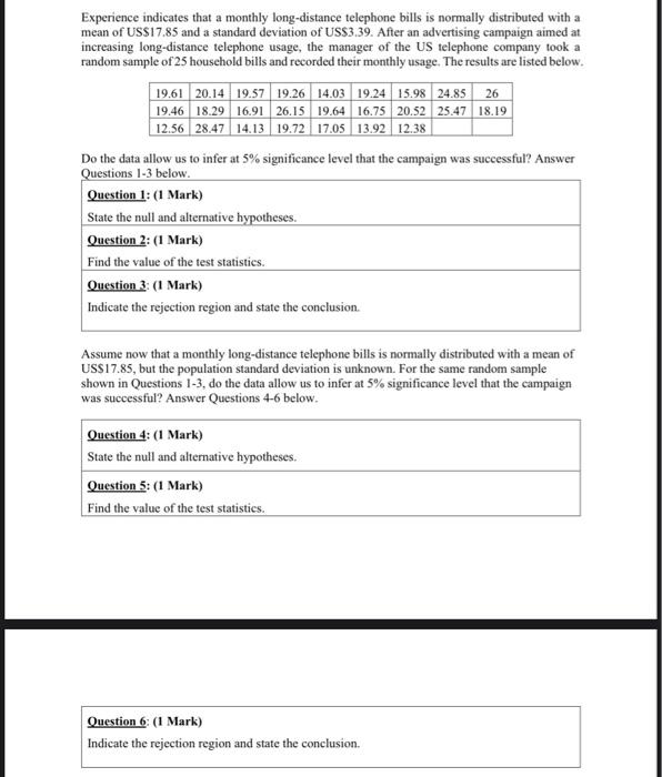 Solved Assume now that a monthly long-distance telephone | Chegg.com