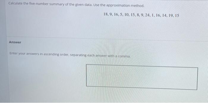 Solved Calculate the five-number summary of the given data. | Chegg.com