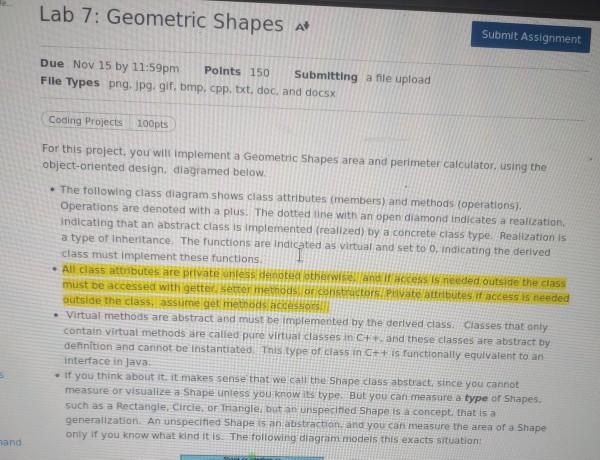 Solved Lab 7: Geometric Shapes a Submit Assignment Due Nov | Chegg.com
