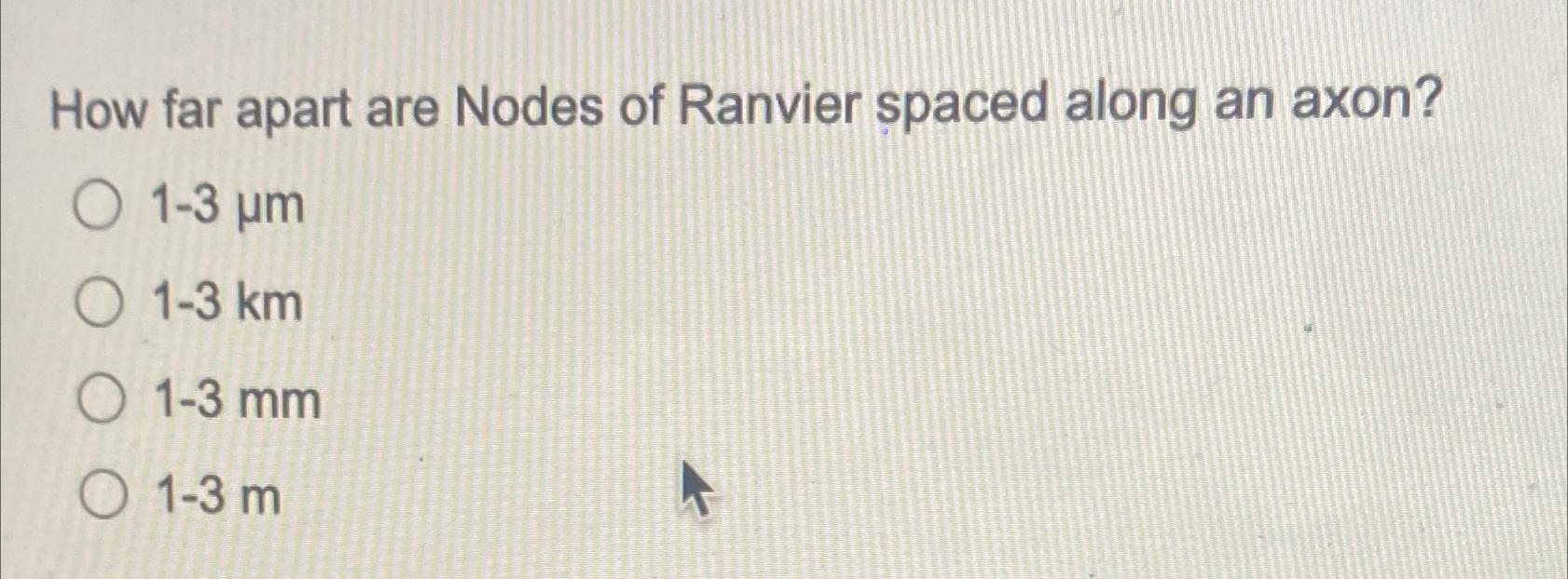 Solved How far apart are Nodes of Ranvier spaced along an | Chegg.com