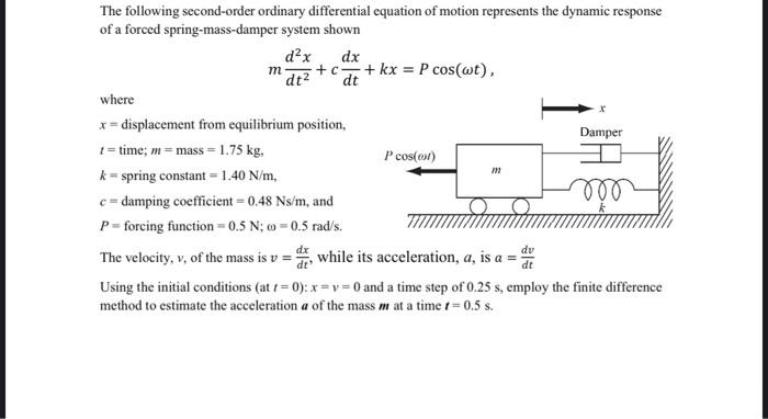 [solved] The Following Second Order Ordinary Differential