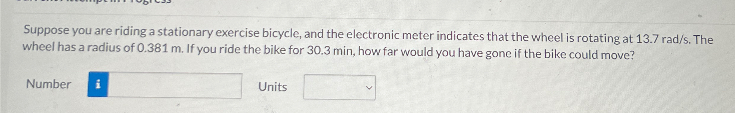 Solved Suppose you are riding a stationary exercise bicycle, | Chegg.com