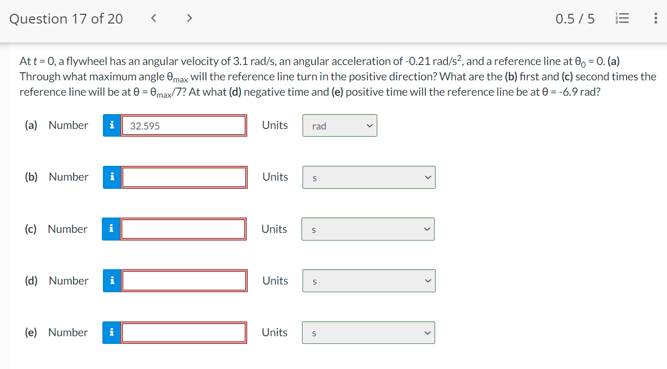 Solved At t = 0, ﻿a flywheel has an angular velocity of 3.1 | Chegg.com
