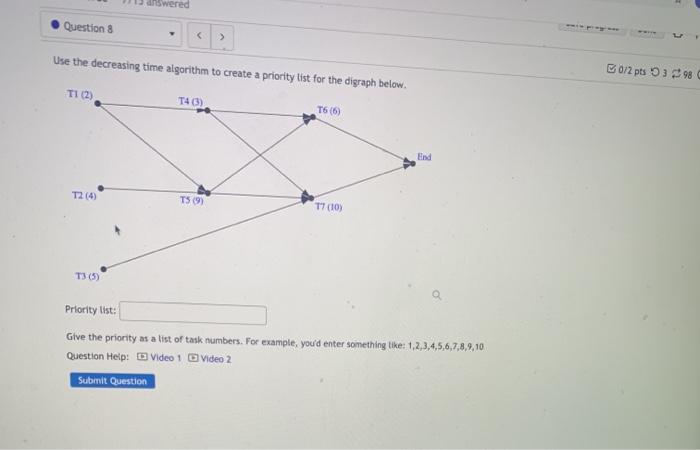 Solved answered Question 8 Use the decreasing time | Chegg.com