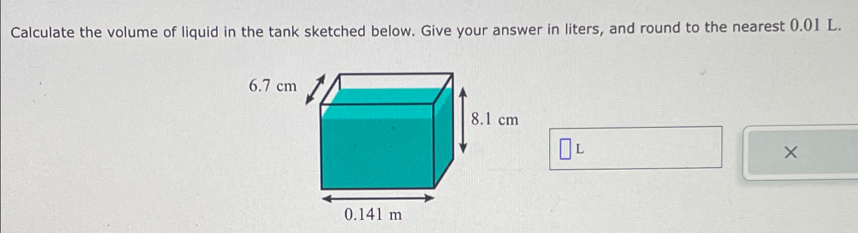 Solved Calculate the volume of liquid in the tank sketched | Chegg.com