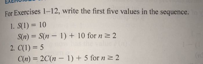 Solved EXCROID For Exercises 1-12, write the first five | Chegg.com