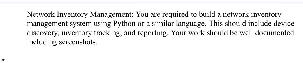 Solved Network Inventory Management: You are required to | Chegg.com