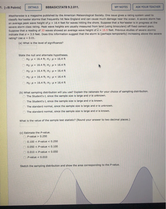 Solved 1. (-/8 Points] DETAILS BBBASICSTAT8 9.2.011. MY | Chegg.com