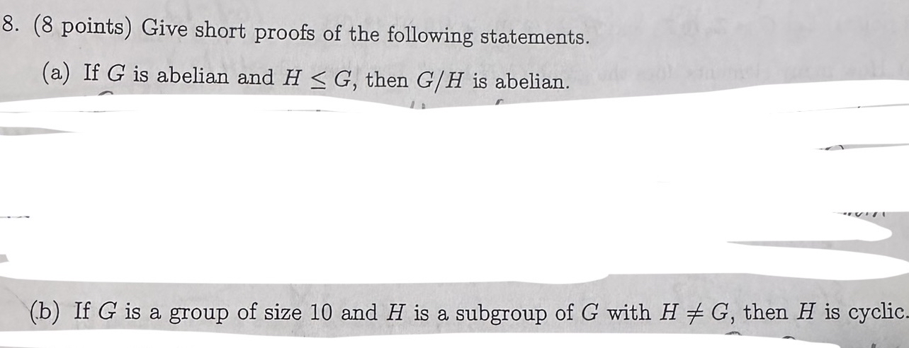Solved (8 ﻿points) ﻿Give short proofs of the following | Chegg.com