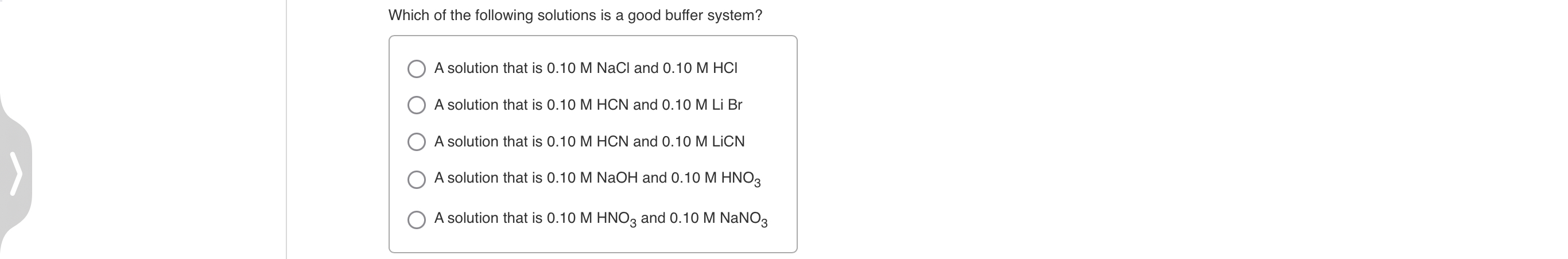 Solved Which of the following solutions is a good buffer | Chegg.com