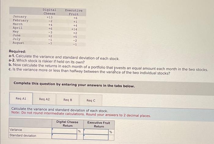 [solved] A 1 Calculate The Variance And Standard Deviatio
