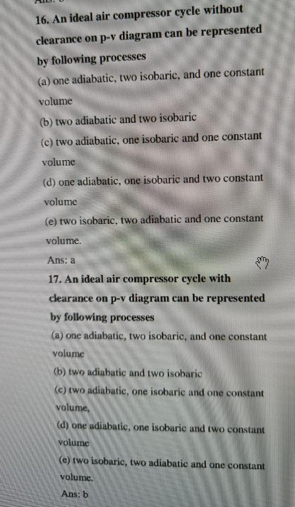 16.An ideal air compressor cycle without clearance on | Chegg.com