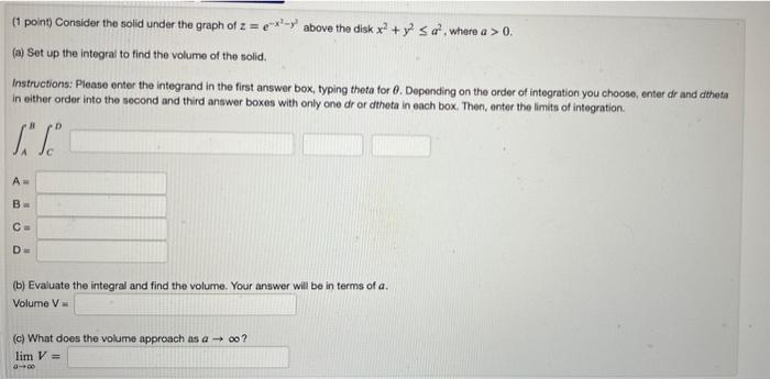 Solved (1 point) Consider the solid under the graph of | Chegg.com
