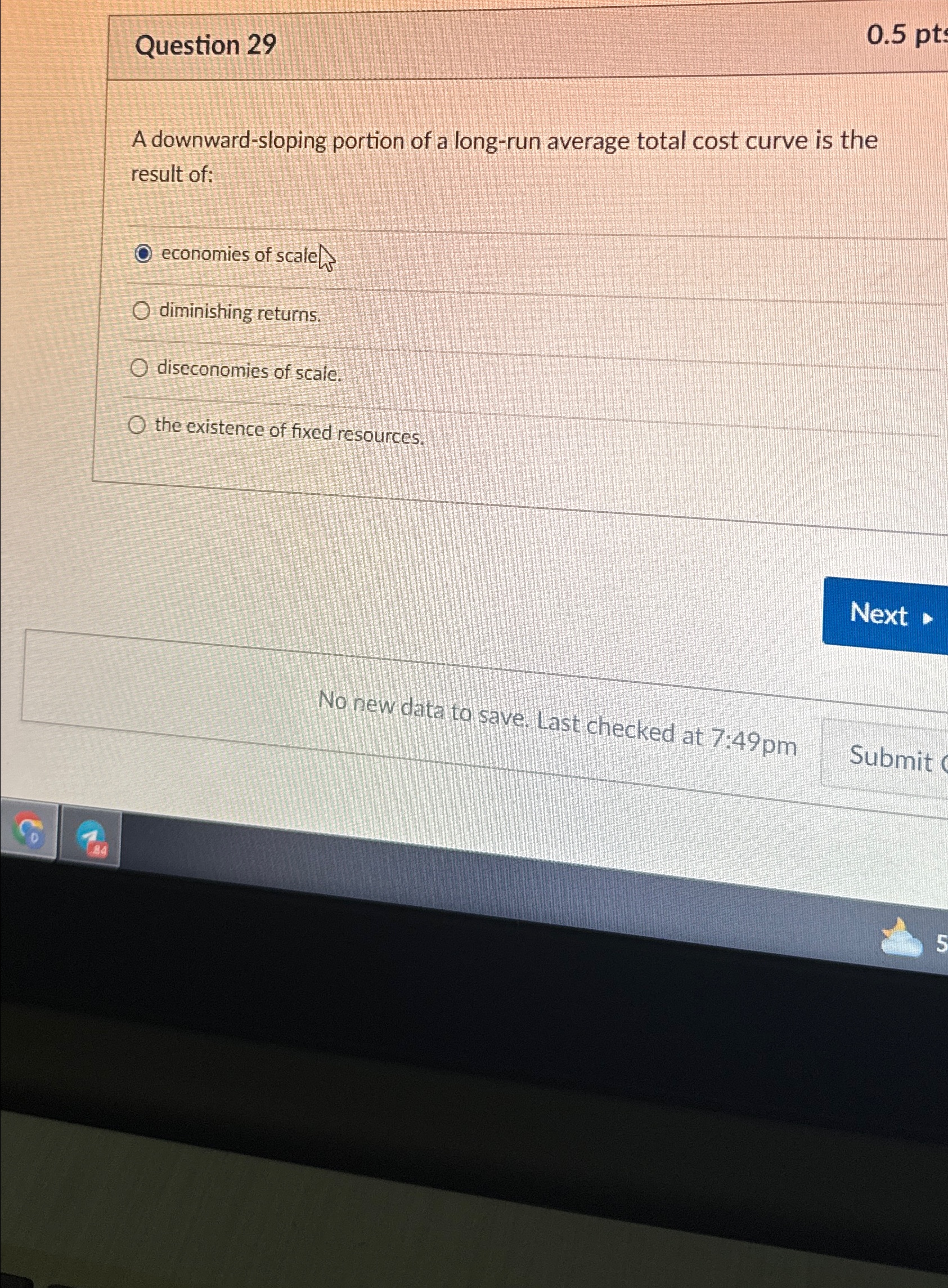 Solved Question 290.5ptA downward-sloping portion of a | Chegg.com