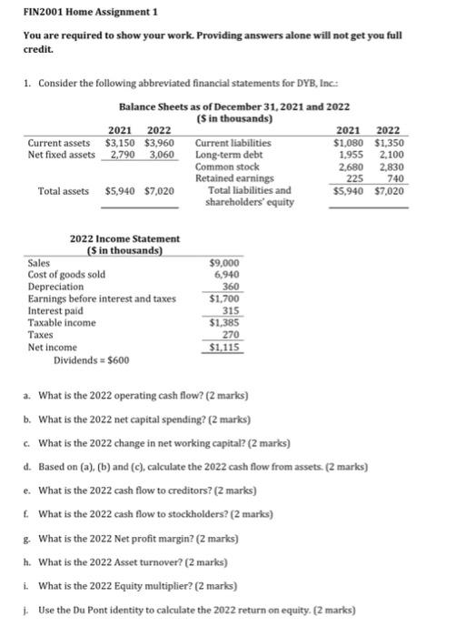 Solved FIN2001 Home Assignment 1 You are required to show | Chegg.com