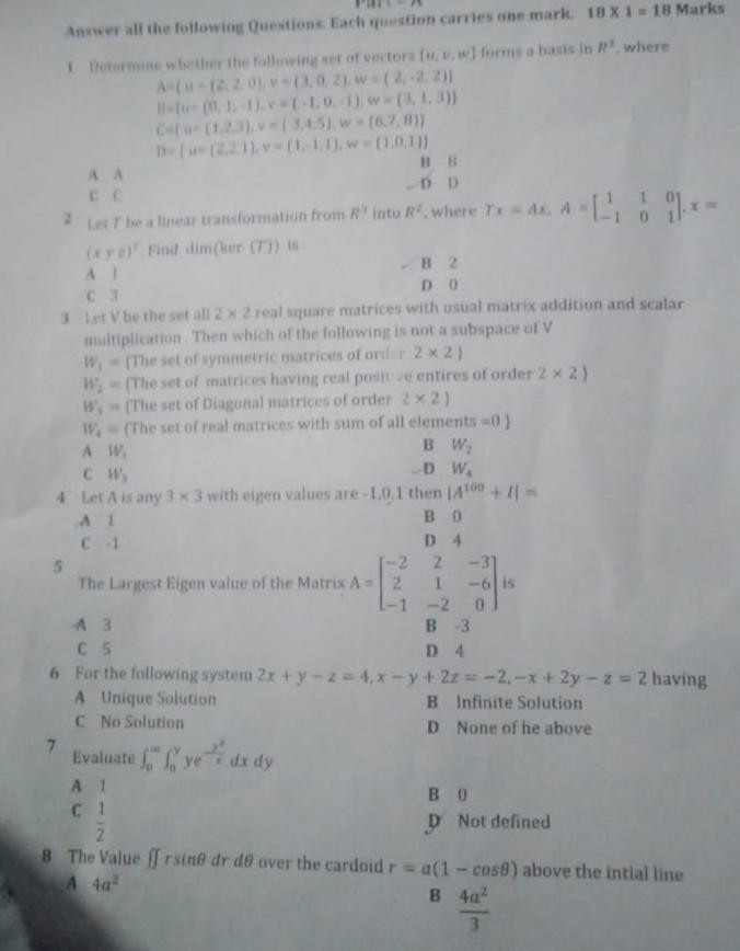 Solved Answer all the folfowion Questions. Each question | Chegg.com