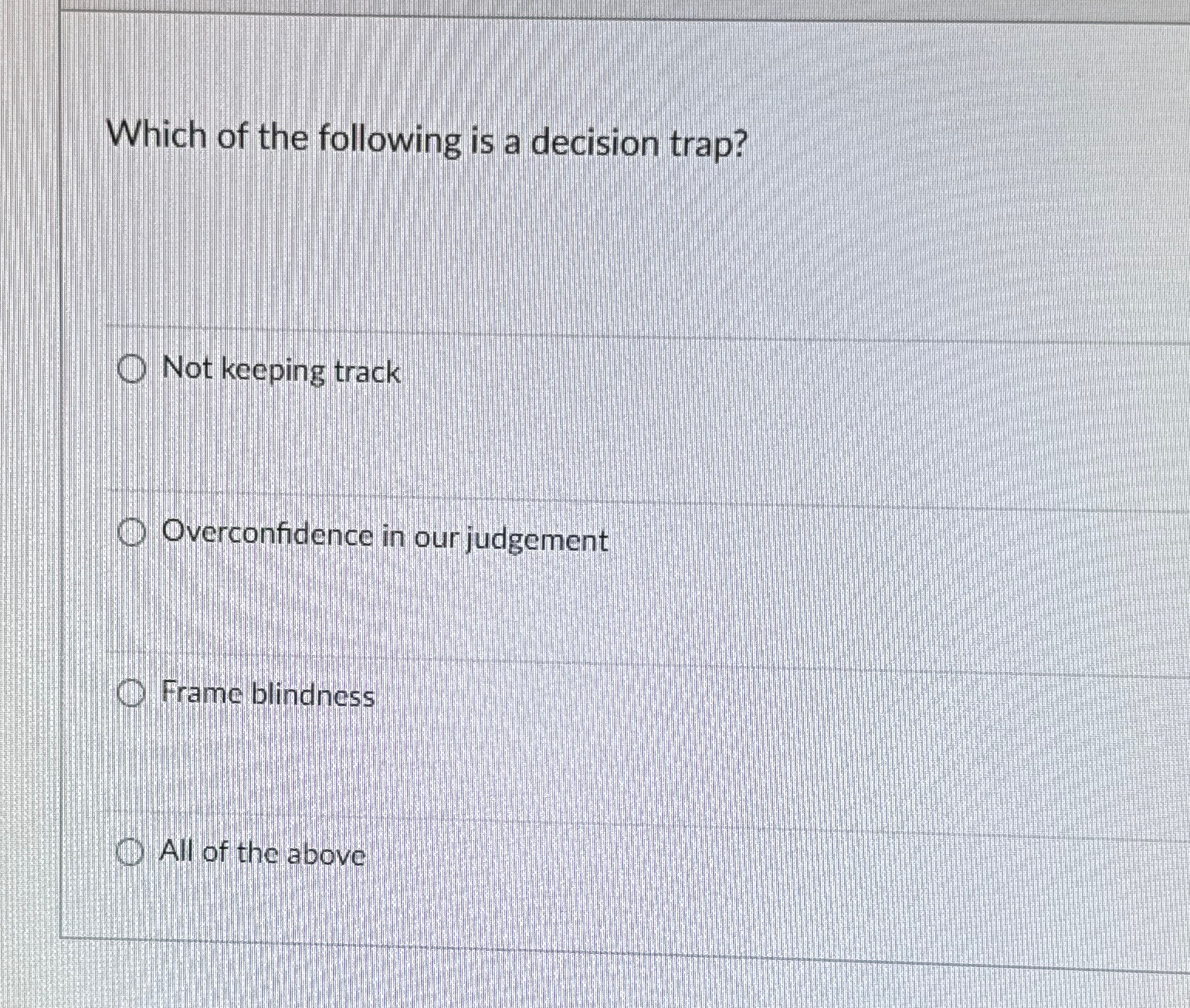 Solved Which of the following is a decision trap?Not keeping | Chegg.com