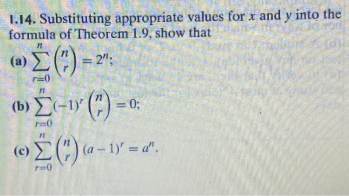 Solved 1.14. Substituting appropriate values for x and y | Chegg.com