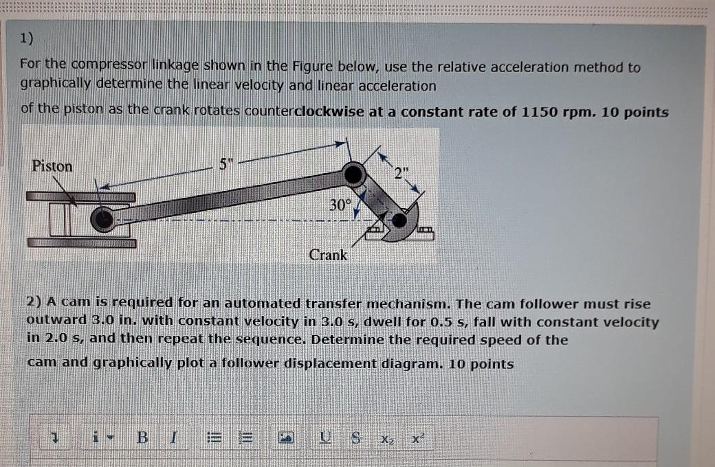 Solved 1) For the compressor linkage shown in the Figure | Chegg.com
