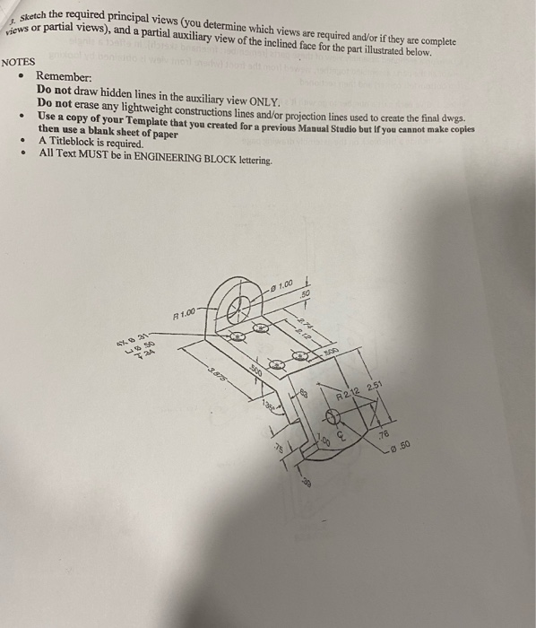 Solved Sketch the 3. .ch the required principal views (you | Chegg.com
