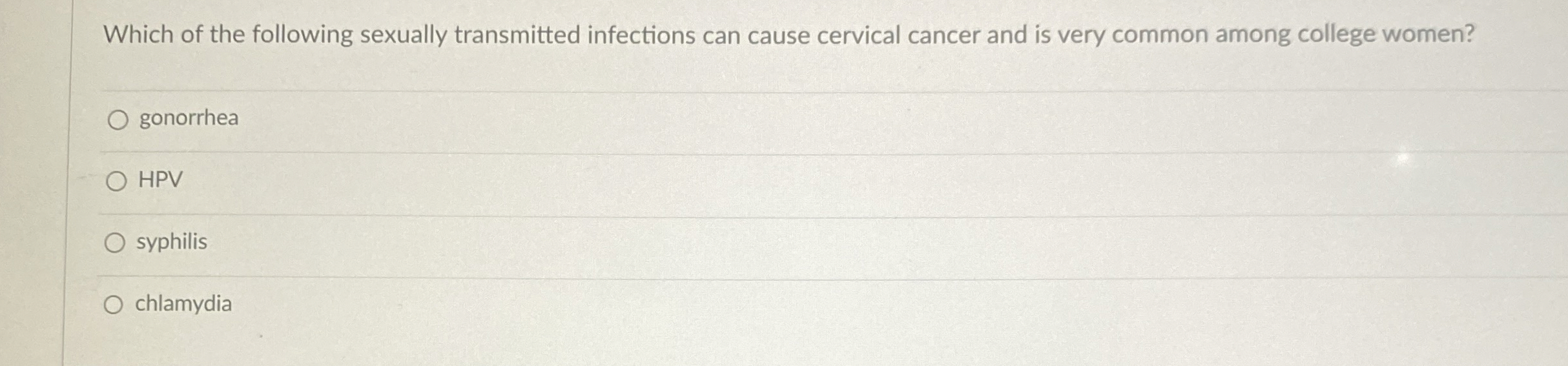 Solved Which of the following sexually transmitted | Chegg.com