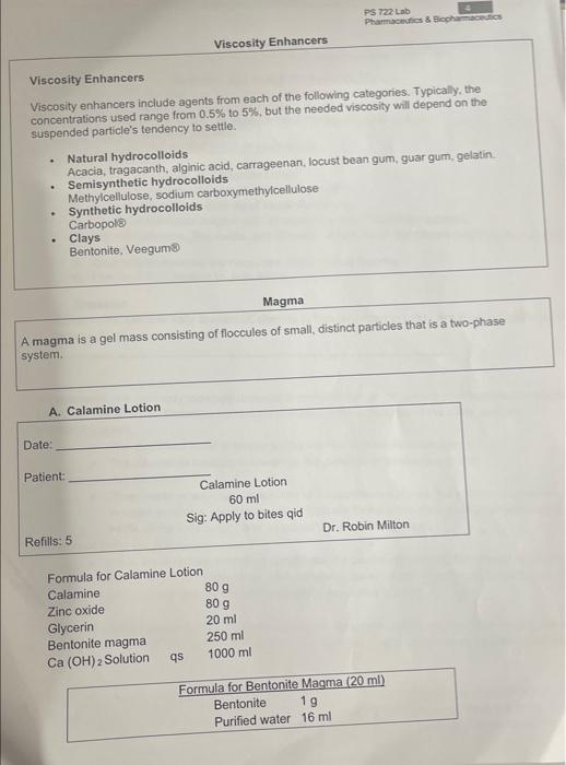Viscosity Enhancers Viscosity enhancers include | Chegg.com