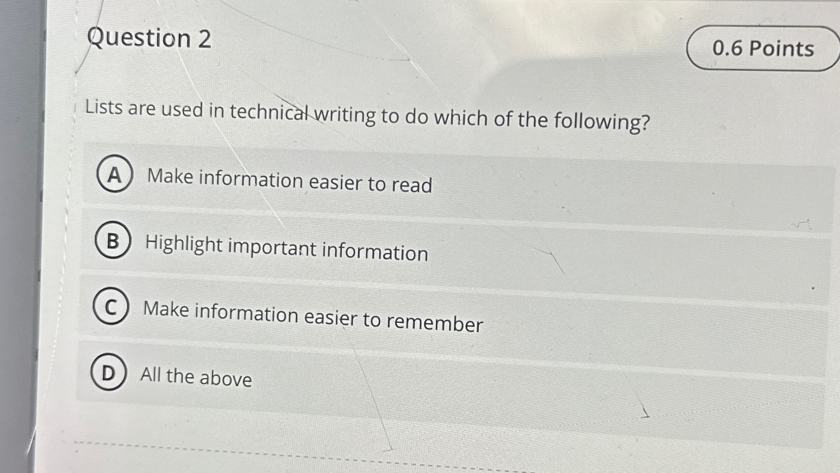 Solved Question 2Lists are used in technical writing to do | Chegg.com