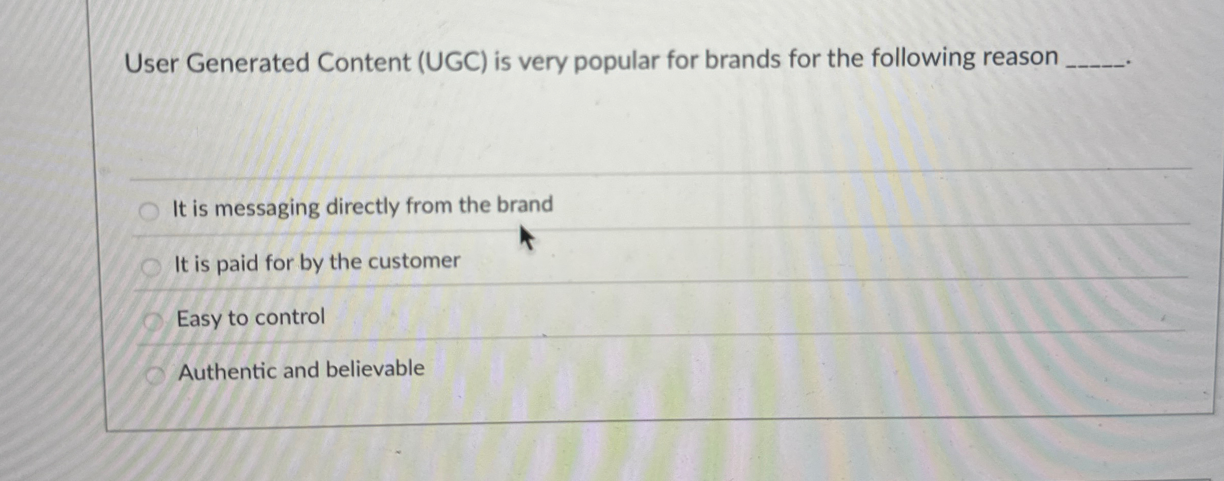 Solved User Generated Content (UGC) ﻿is very popular for | Chegg.com