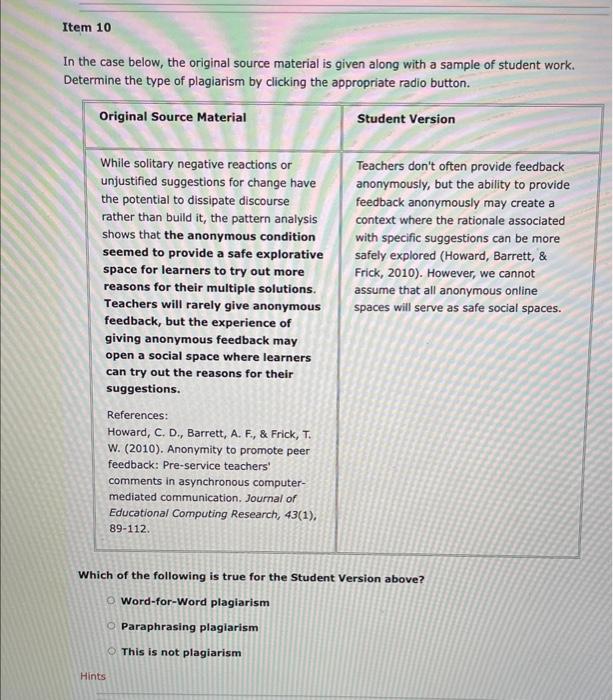 In the case below, the original source material is | Chegg.com