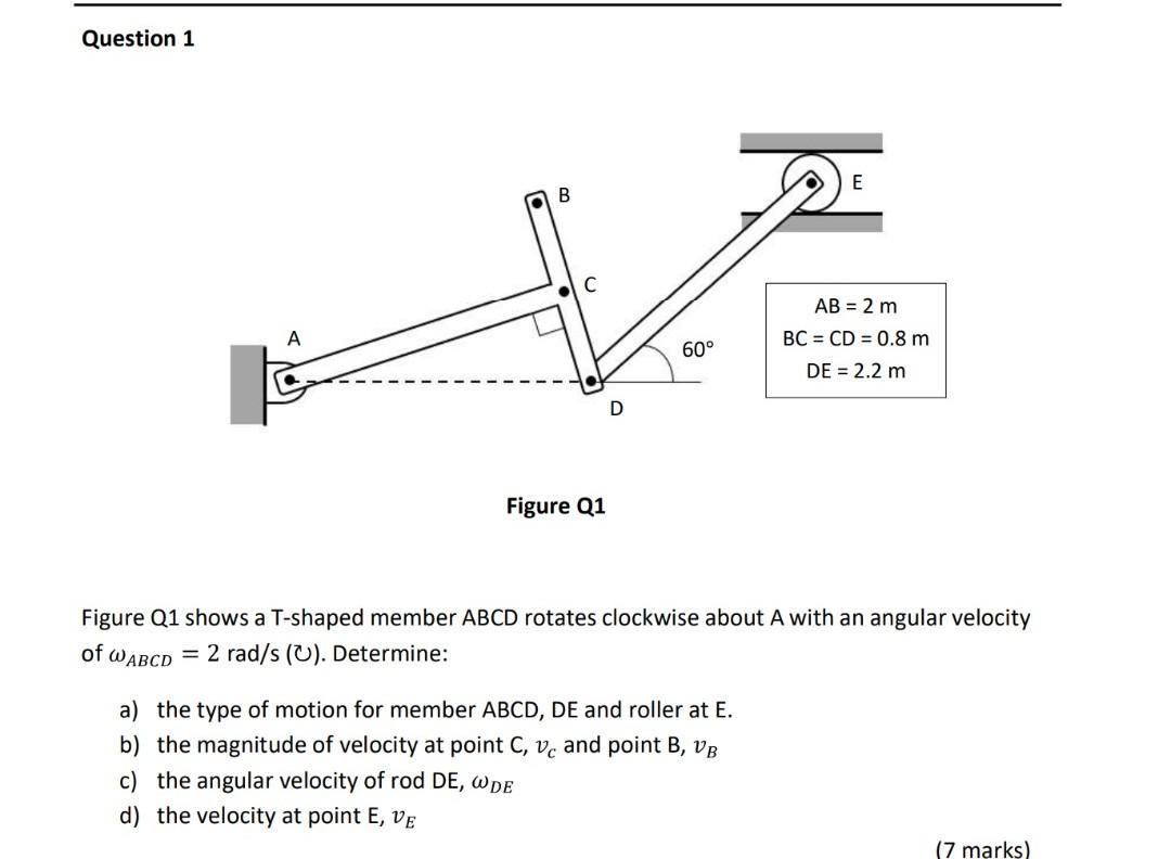 Solved Question 1 A B C Figure Q1 60° E a) the type of | Chegg.com