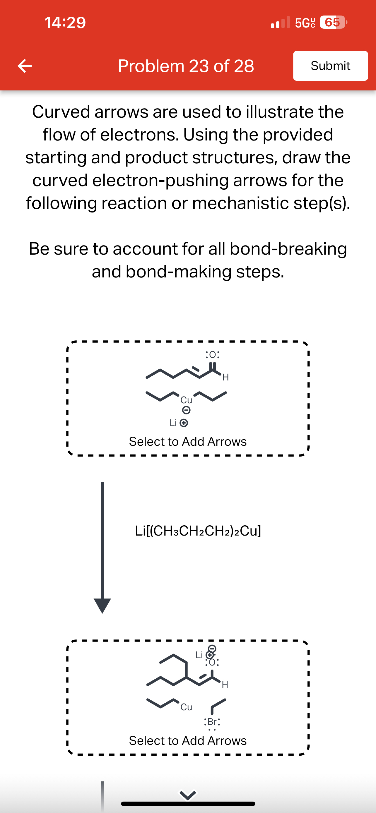Solved 14:295G®Problem 23 ﻿of 28Curved arrows are used to | Chegg.com