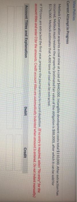 Solved View Policies Current Attempt in Progress Metlock | Chegg.com