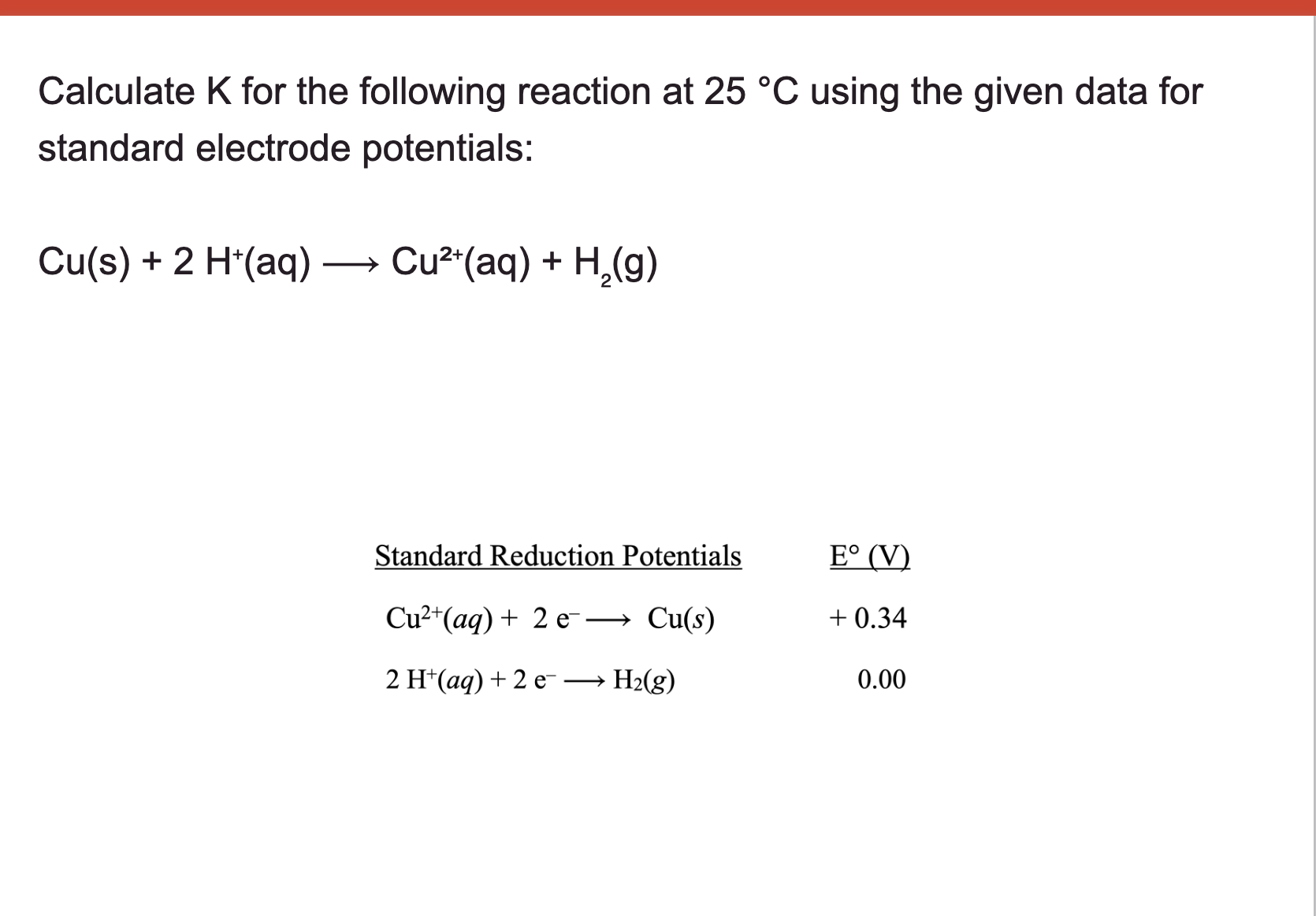 Solved Calculate K ﻿for the following reaction at 25°C | Chegg.com