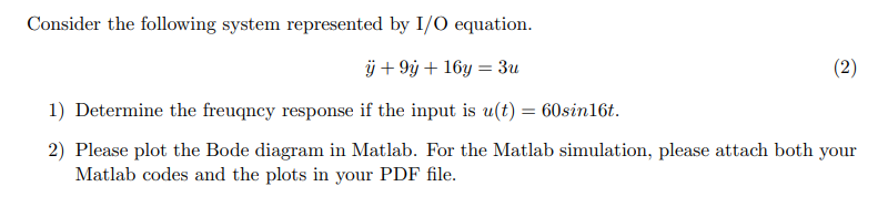 Solved Consider the following system represented by I/O | Chegg.com