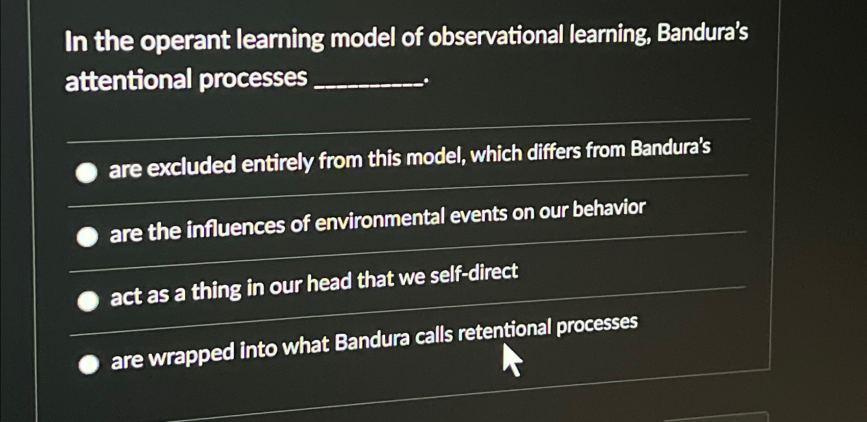 Solved In the operant learning model of observational | Chegg.com