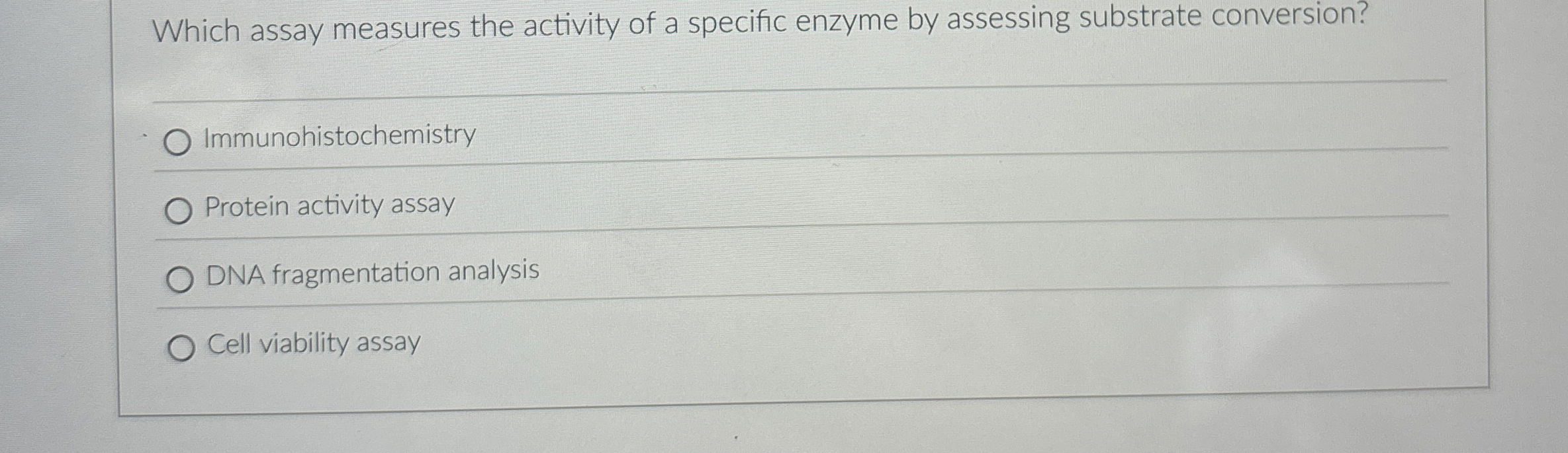 Solved Which assay measures the activity of a specific | Chegg.com