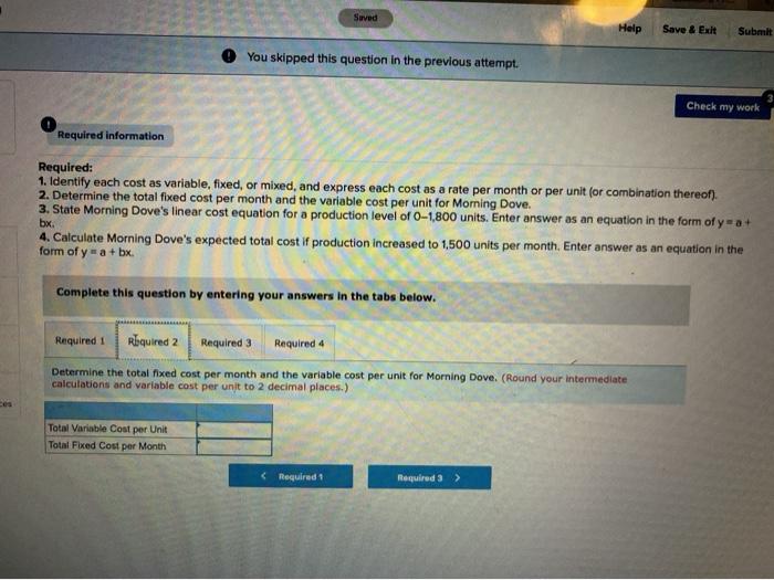 Solved Saved lp Save & Exit Subr You skipped this question | Chegg.com