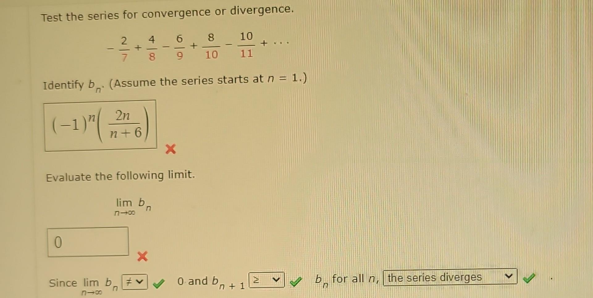 Solved Test the series for convergence or divergence. | Chegg.com