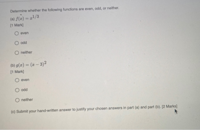 Solved Determine whether the following functions are even, | Chegg.com