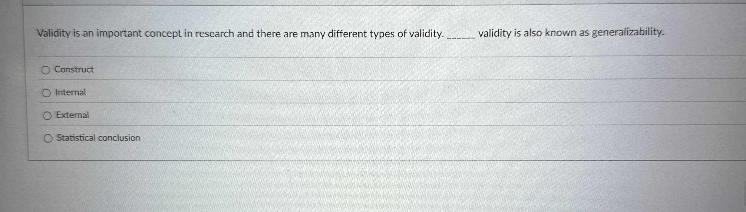 Solved Validity is an important concept in research and | Chegg.com