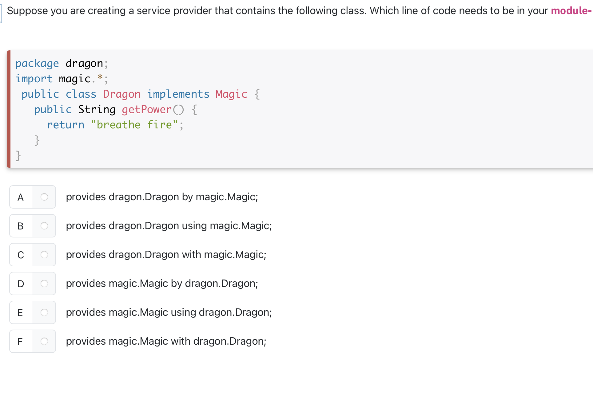 Solved Suppose you are creating a service provider that | Chegg.com
