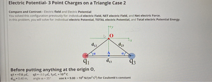 Solved Electric Potential- 3 Point Charges on a Triangle | Chegg.com