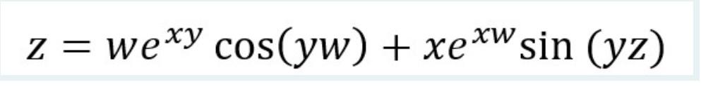 Solved Given the function z = f(x,y,w), find zx, zy & | Chegg.com